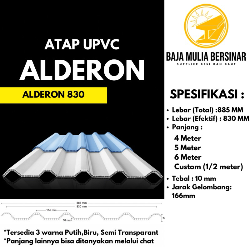 Jual Atap Alderon 830 Double Layer 100% Asli | Atap UPVC Alderon ...