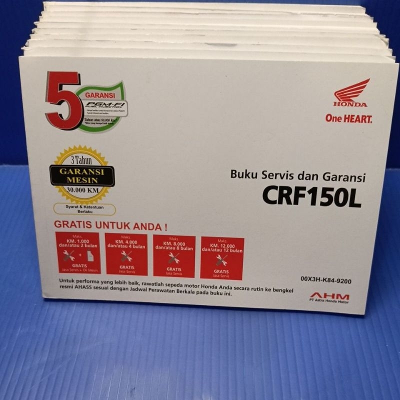 Jual buku pedoman servis dan garansi Honda CRF 150 L | Shopee Indonesia