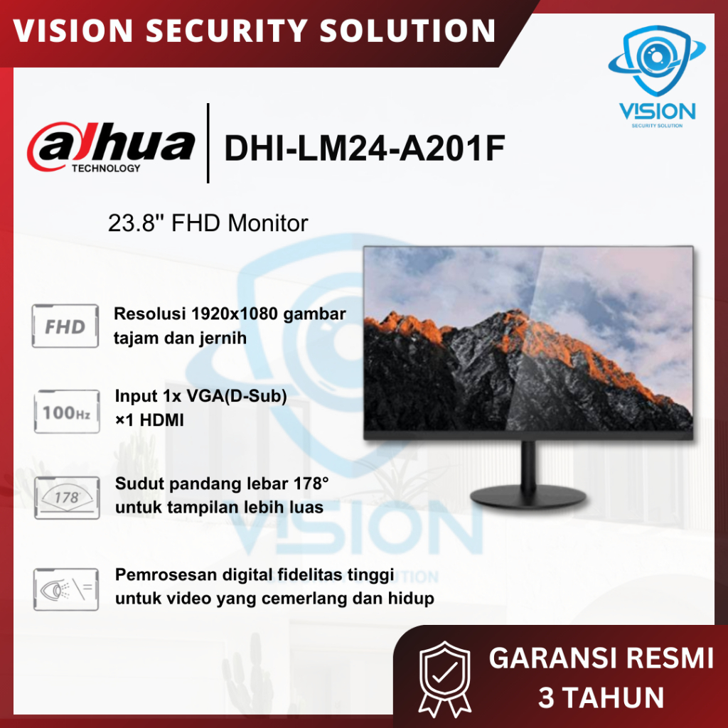Jual Dahua Monitor 24/22 inch Monitor LED Speaker HD+ VGA HDMI 75Hz/100Hz | Shopee Indonesia