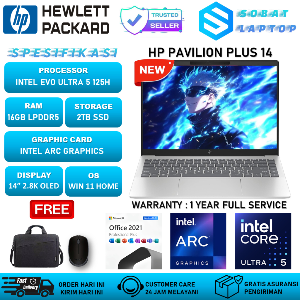 Jual Laptop Hp Pavilion Plus 14 Intel Evo Ultra 5 125H Ram 16GB Ssd 1TB ...