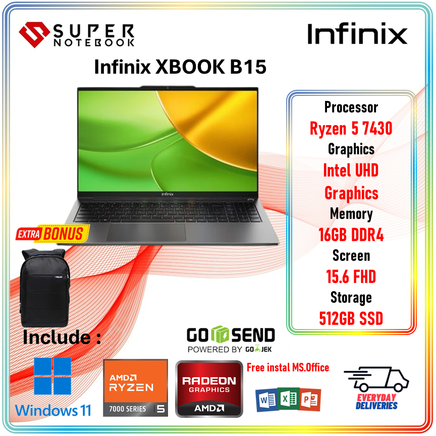 Jual Laptop INFINIX XBOOK B15 Amd Ryzen 5 7430 16GB 512GB SSD W11 15.6 ...