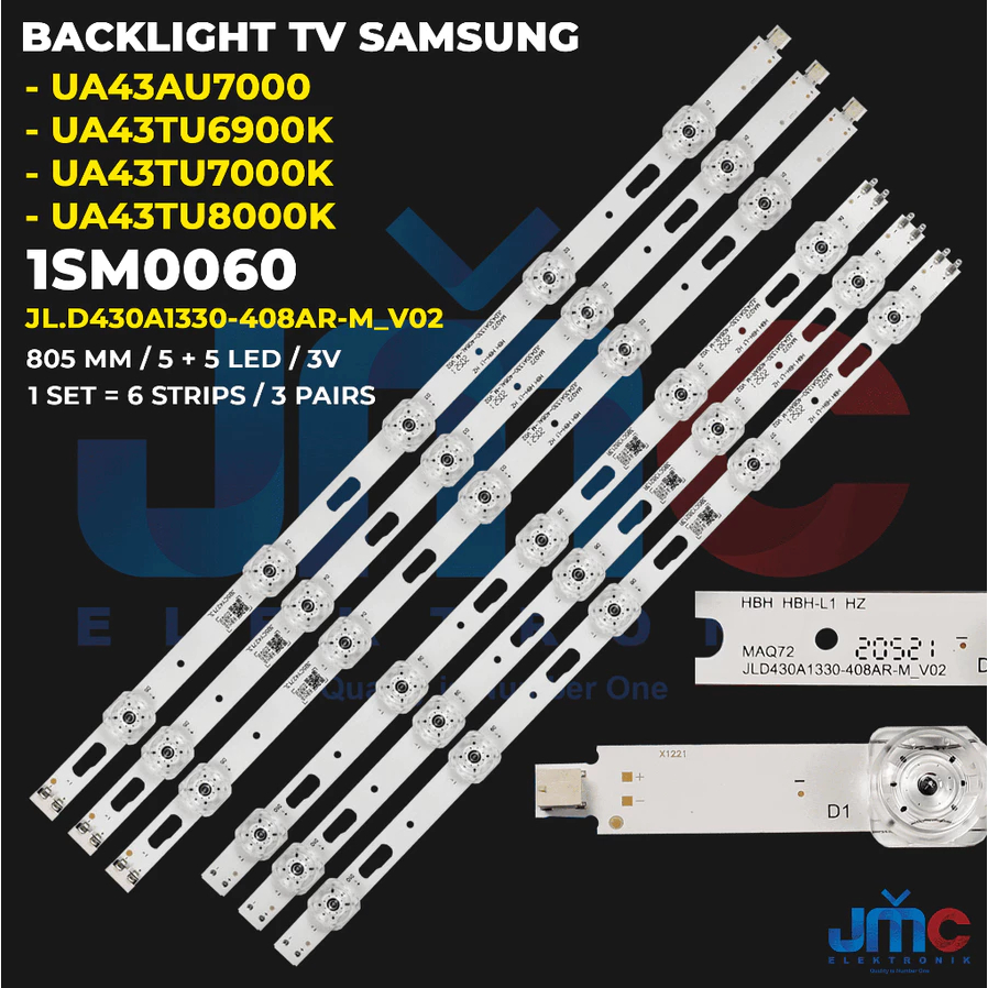 Jual BACKLIGHT TV LED SAMSUNG 43 INCH UA43TU6900 UA43TU7000 UA43TU8000 UA43AU7000 43TU6900 ...
