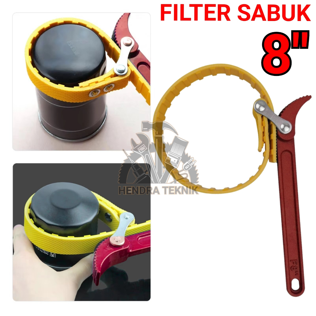 Jual KUNCI FILTER SABUK 8" OIL FILTER WRENCH 210mm ALAT BUKA PASANG ...