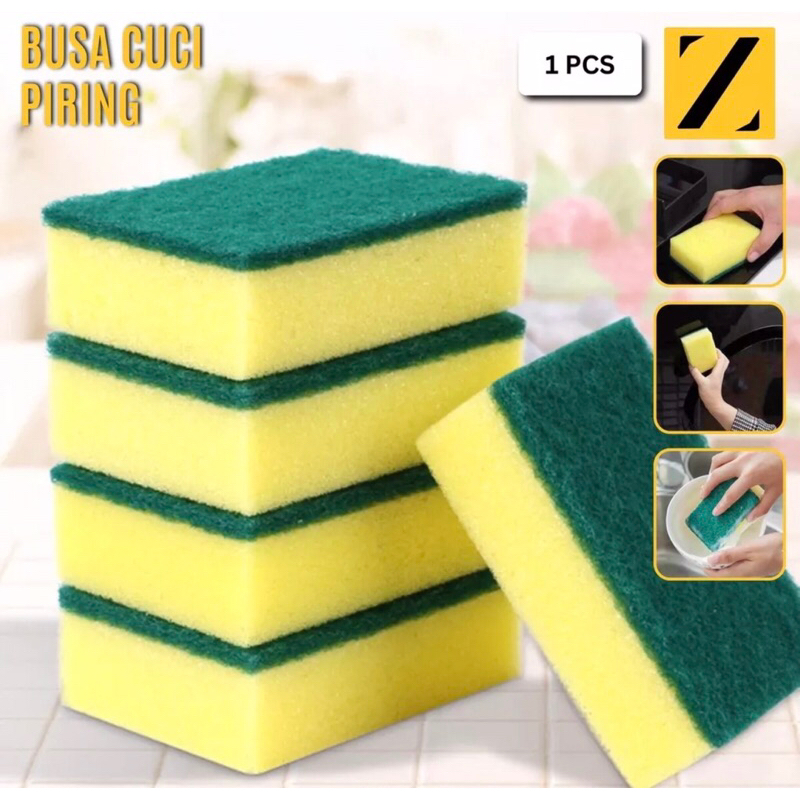 Jual Spons Busa Cuci Piring Sanlight / Sponge 2 Sisi Halus Kasar Kuning ...