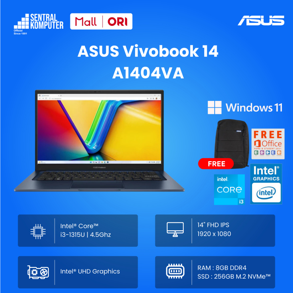 Jual ASUS VIVOBOOK 14 A1404VA i3-1315U 8GB 512GB 14" FHD OHS W11 ...