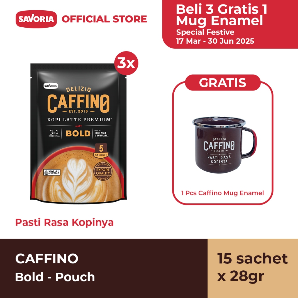 Jual Caffino Bold Pouch - 15 Sachet x 28g Gratis Mug Enamel | Shopee ...