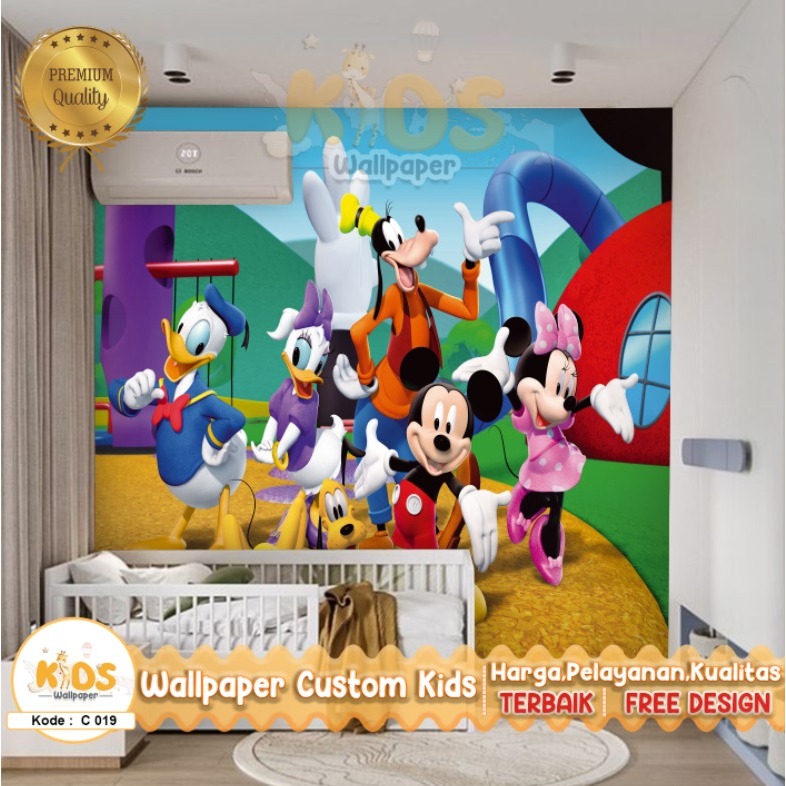 Jual Wallpaper Dinding Custom 3D Tema Mickey Mouse | Kamar Anak Cewe ...