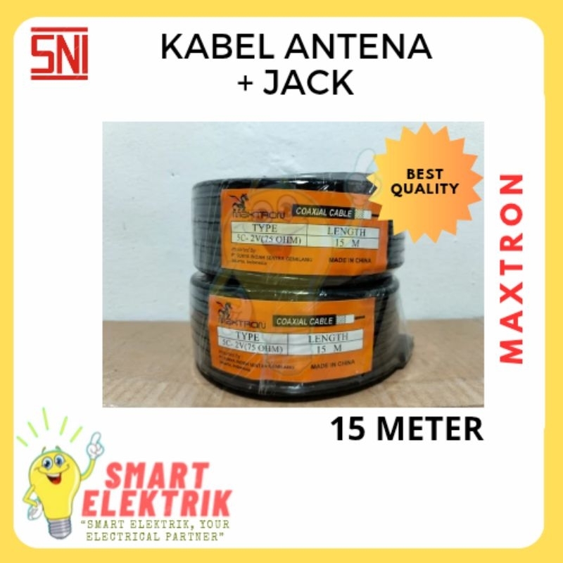 Jual MAXTRON - Kabel Antena TV 5c + Colokan / Kabel Antena Jadi Plus Jek 15m | Shopee Indonesia