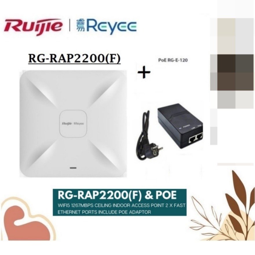 Jual RG-RAP2200(F) AC1300 Dual Band Ceiling Access Point Rujie + POE ...