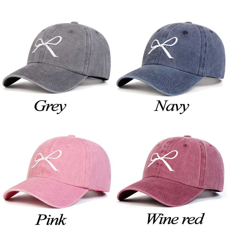 Jual Ladies Baseball Cap with Bow Embroidery Vintage Style Adjustable ...