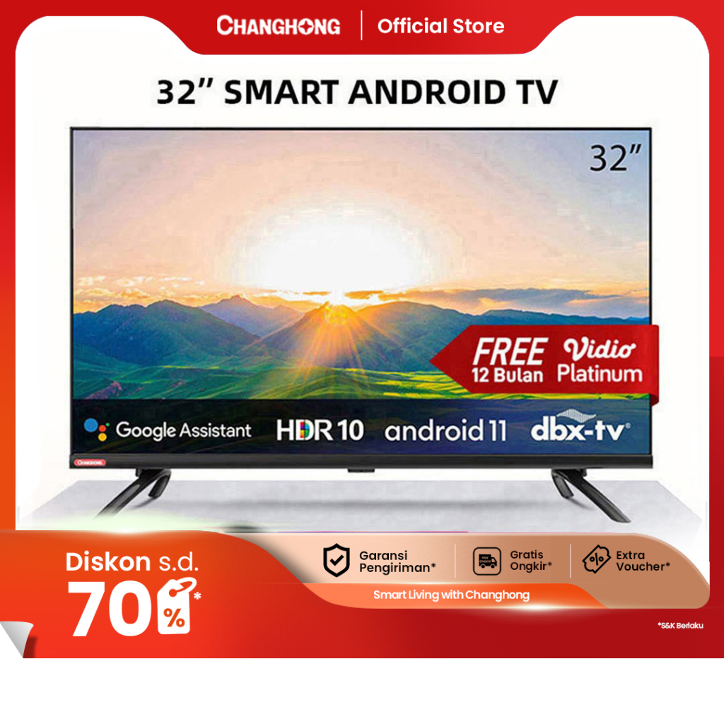 Jual Changhong 32 Inch borderless Netflix TV Google certified Android 11 Smart TV LED TV (Model ...