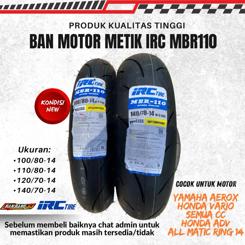 Jual Ban Motor Aerox IRC MBR-110 100/80-14//110/80-14//120/70-14//140/ ...