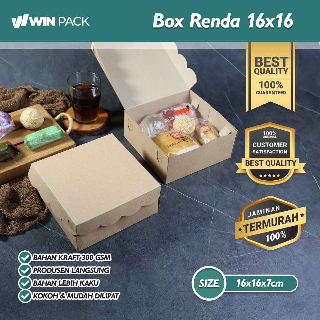 Jual Isi 50 Pcs Snack Box 16x16 cm / Kotak Kue / Dus Roti / Dus Kue ...