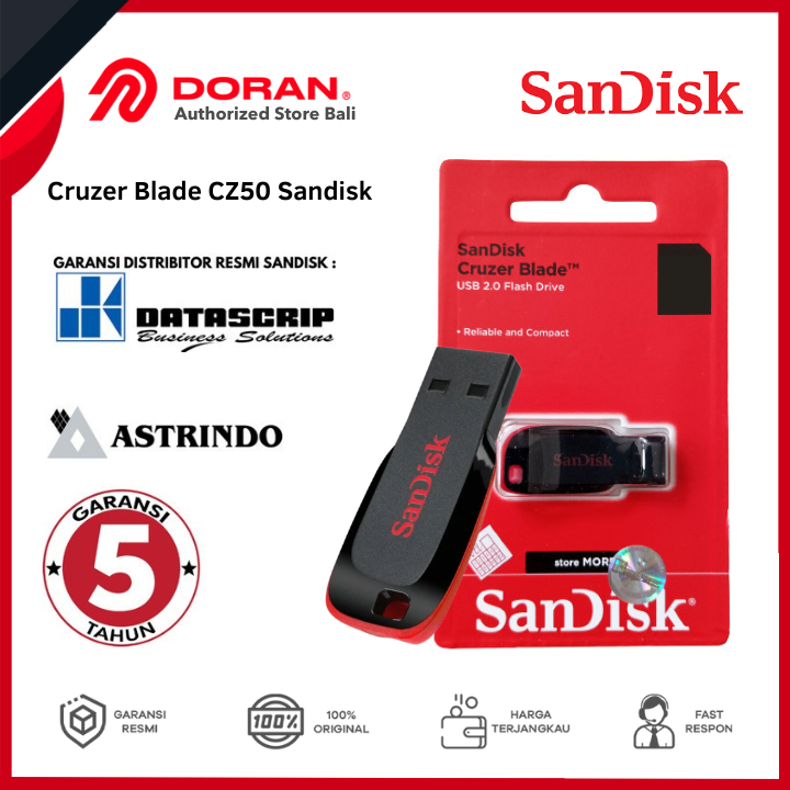 Jual SanDisk Flashdisk 128GB CZ50 Cruzer Blade USB 2.0 Flash Disk 128 ...