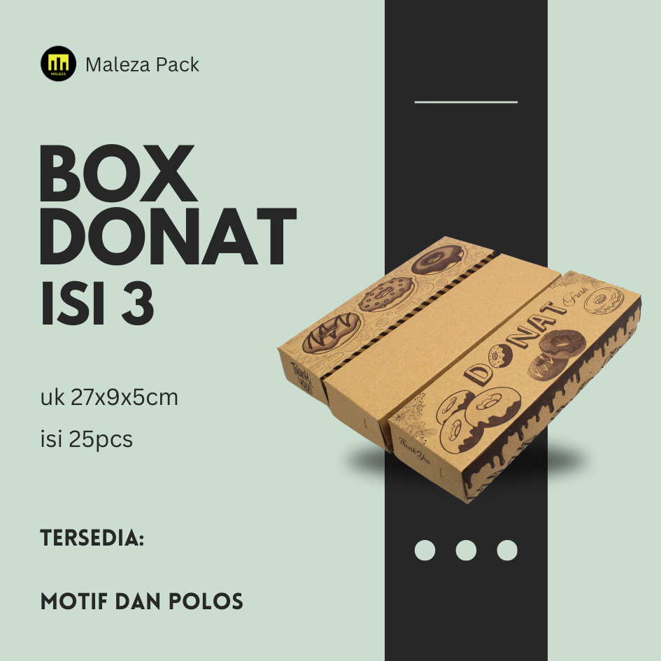 Jual Box Donat Isi 3/ Kemasan Donat isi 3/ Dus Donat isi 3 Uk.27x9x5cm | Shopee Indonesia