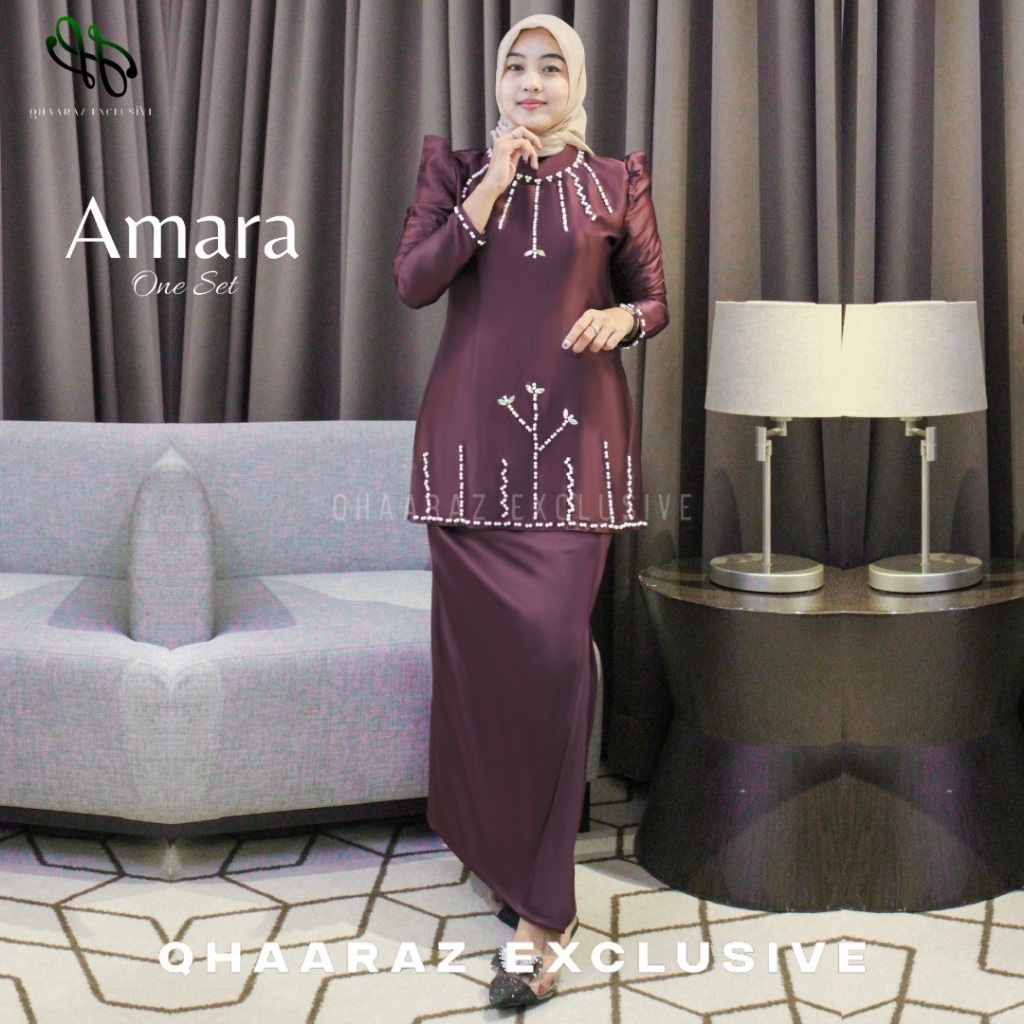 Jual Amara One Set Baju Kurung Melayu Wanita Modern Slimfit Setelan Pakaian Kondangan Tunik ...