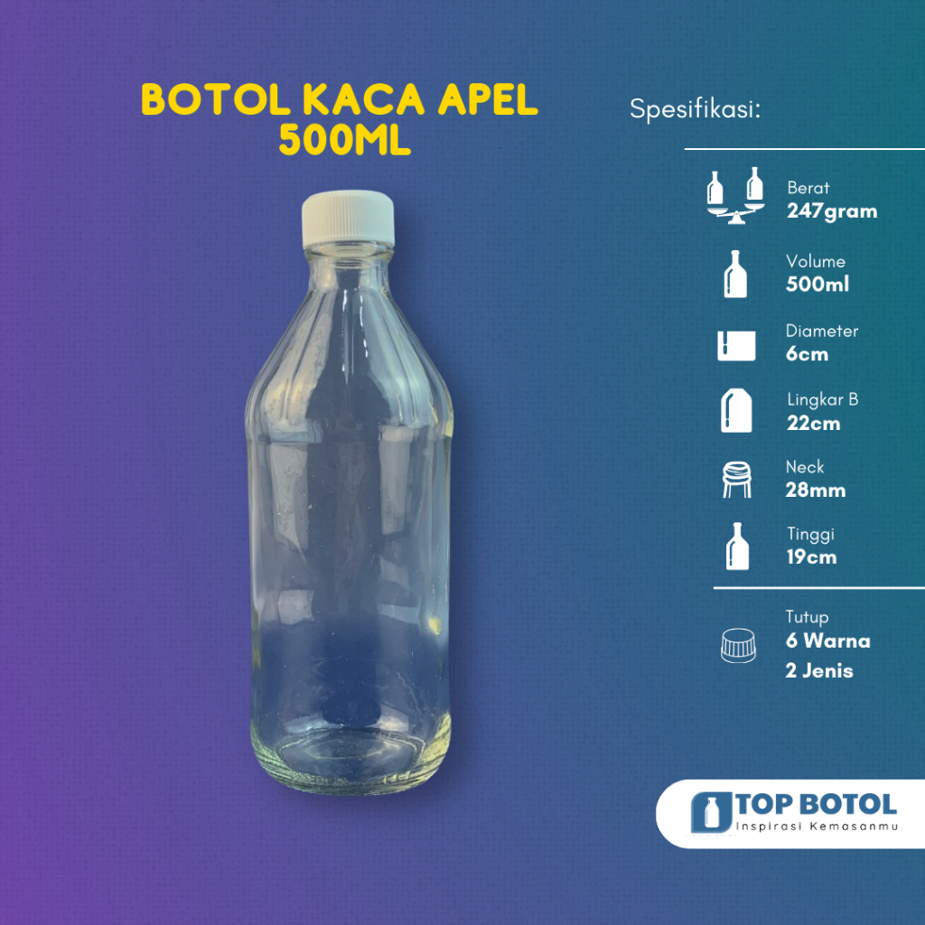 Jual BOTOL KACA APEL 500ML/BOTOL KACA BENING 500ML/BOTOL JAMU 500ML | Shopee Indonesia