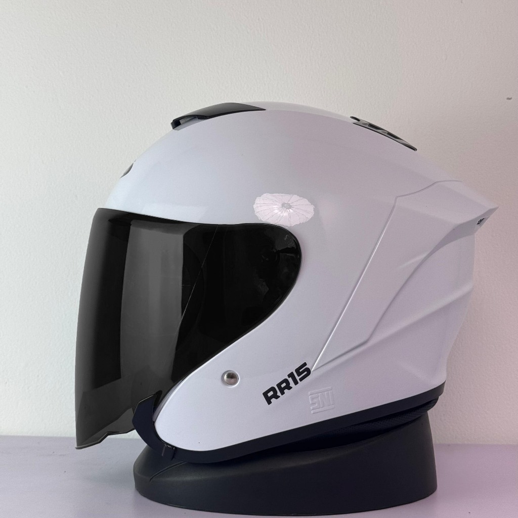Jual Helm Half Face Mla RR15 Solid White Kaca Visor Hitam Smoke/Helm ...