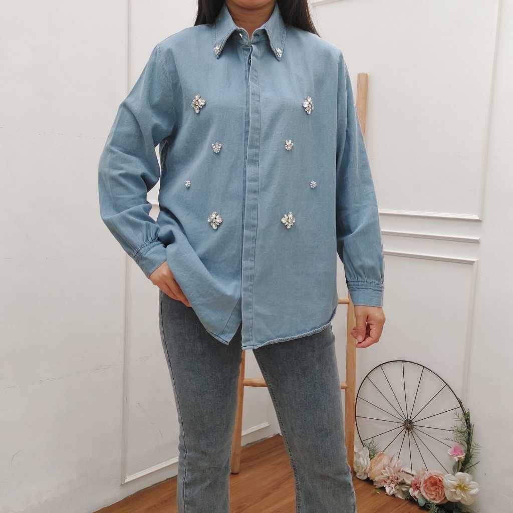 Jual Be.gracious-Helena jeans payet / kemeja payet / kemeja wanita ...