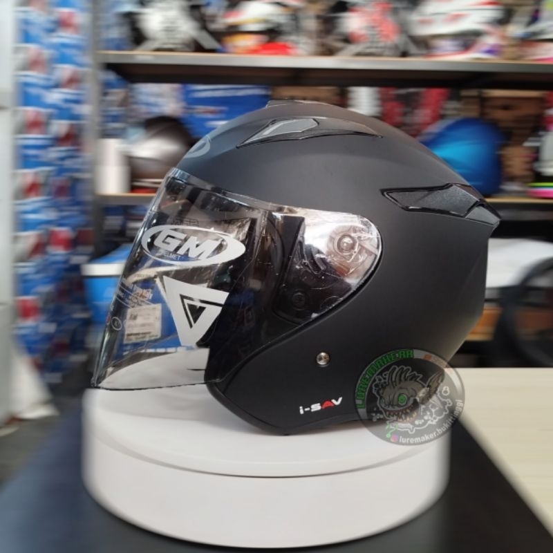 Jual HELM GM KING FIGHTER SOLID BASIC BLACK DOFF | Shopee Indonesia