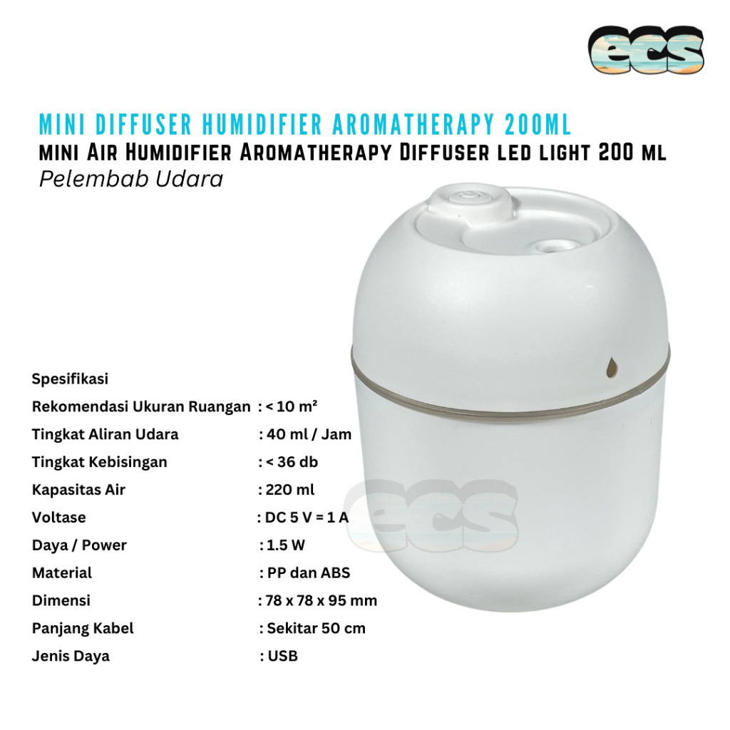 Jual MINI AIR HUMIDIFIER AROMATHERAPY DIFFUSER 220ML | Shopee Indonesia