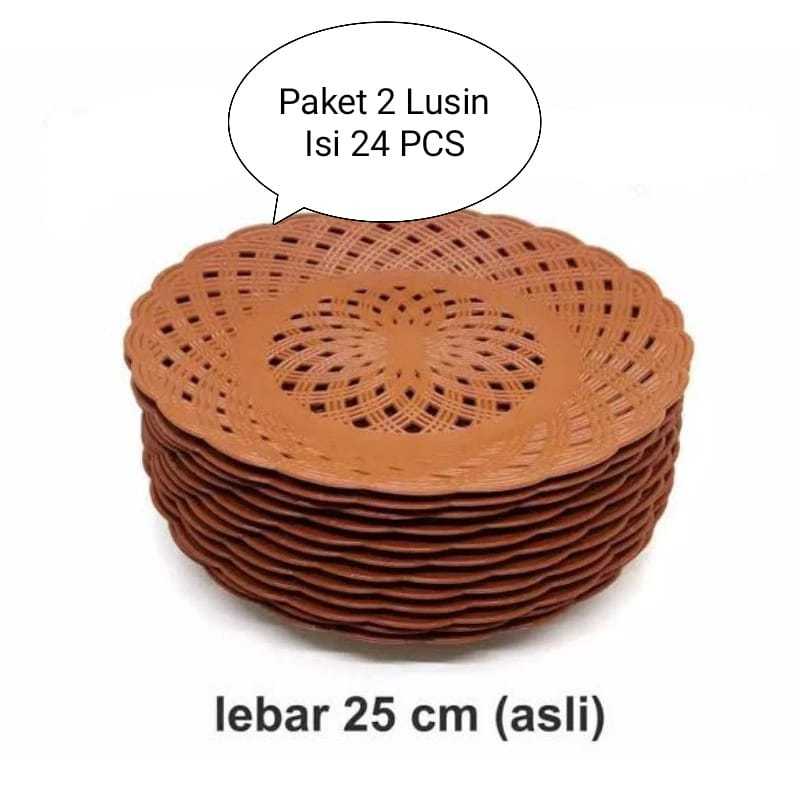 Jual PAKET 2 LUSIN PIRING ROTAN PLASTIK ISI 24PCS / Piring Rotan ...