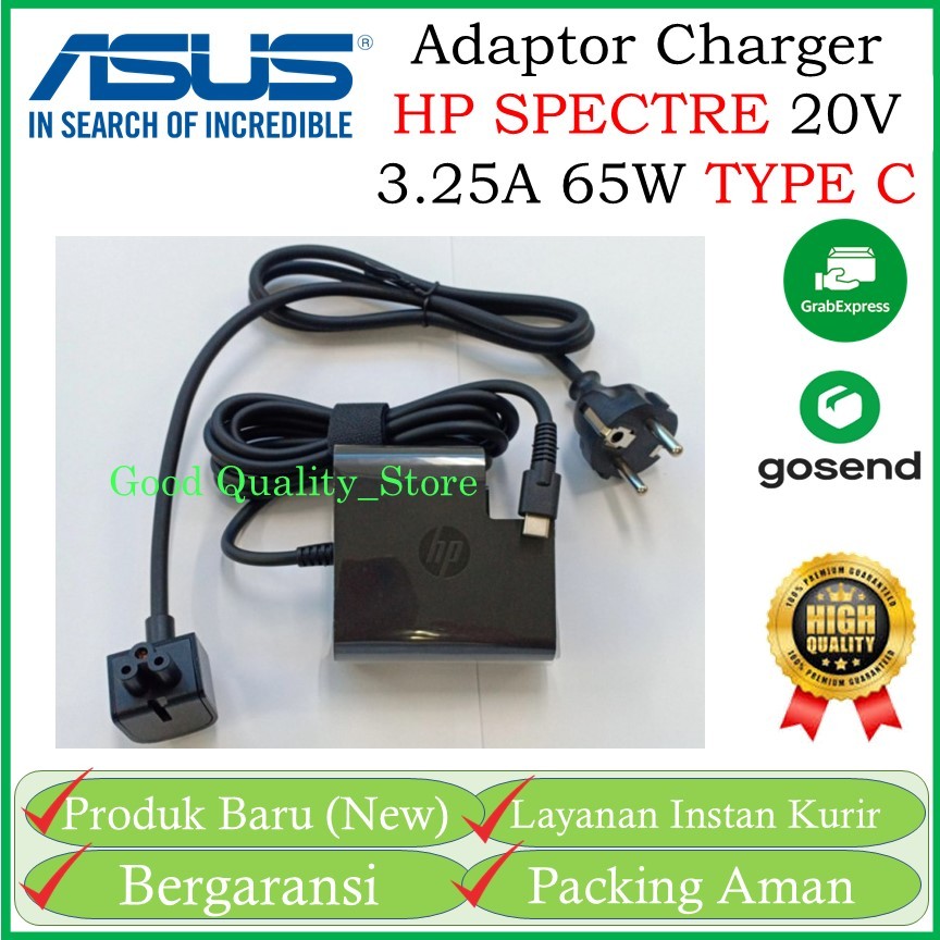 Jual Adaptor Charger laptop HP 20V 3.25A 65 Watt USB C Type C Original ...