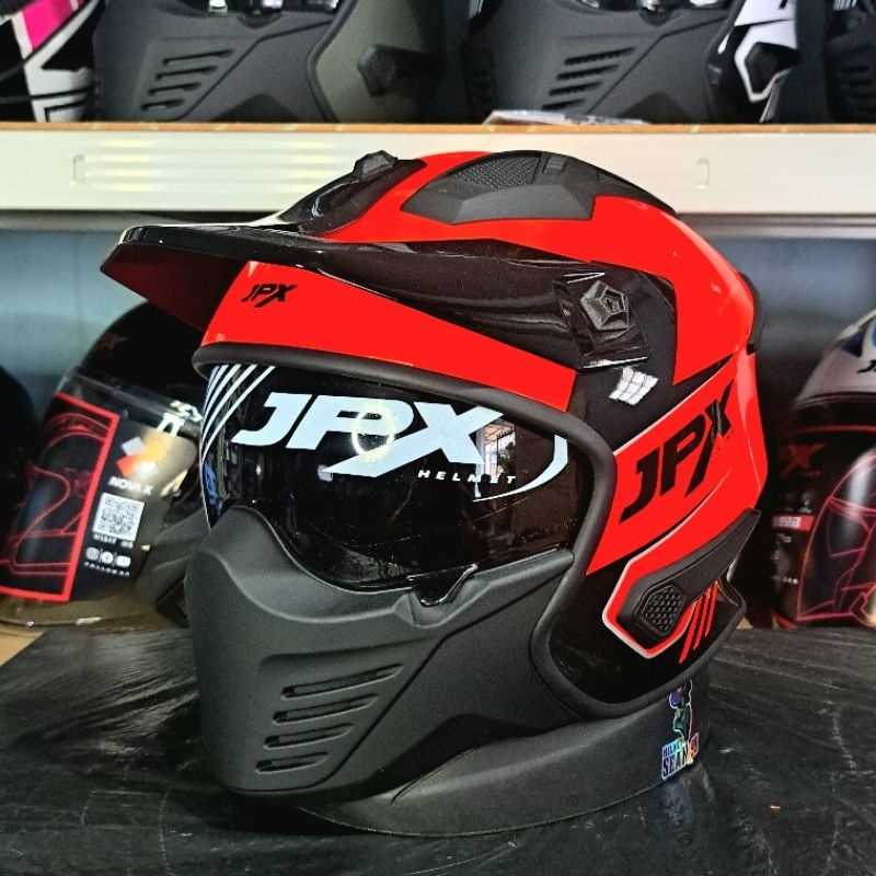 Jual HELM JPX MX-762R SOLID FLUORESCENT RED GLOSSY FULL FACE ORIGINAL ...