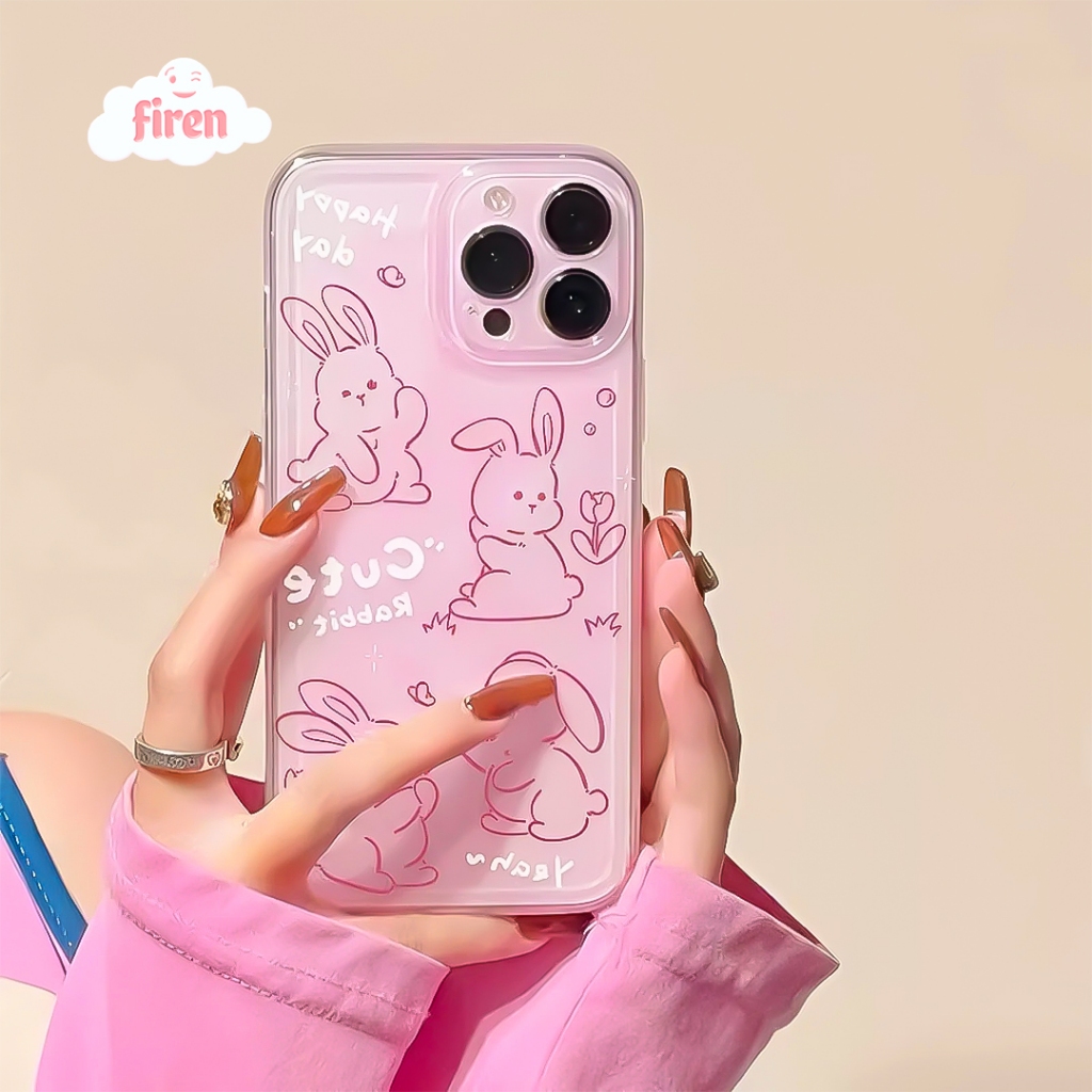 Jual FIREN I Soft Case Cute Pink Rabbit Simple Bahan Rubber Bunny ...