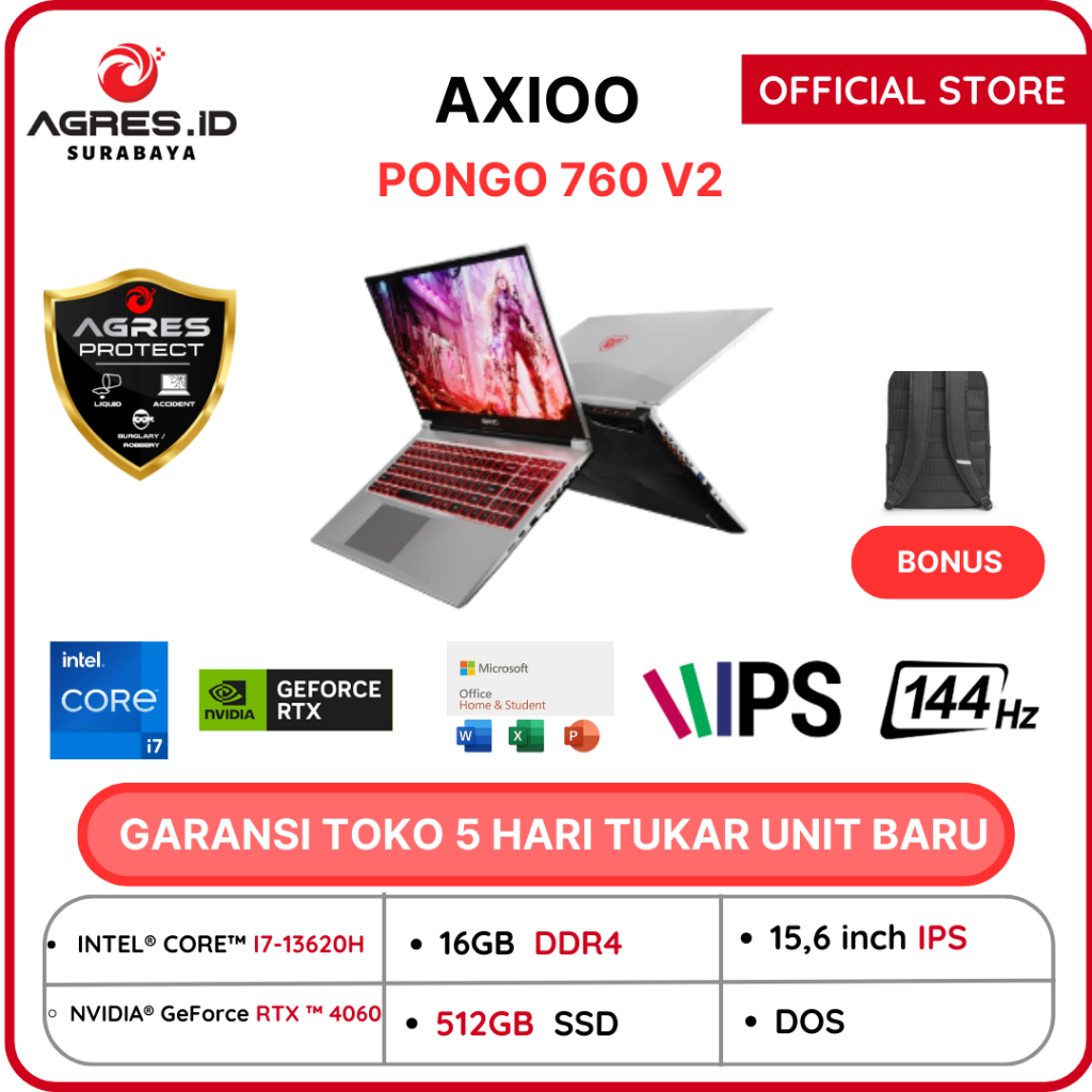 Jual AXIOO PONGO 760 V2 I7 13620H RTX4060 8GB/ 16GB 512GB DOS 15.6FHD ...