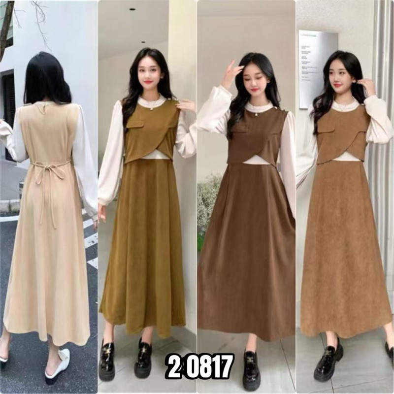 Jual Midi Dress Model Rompi-Dres Wanita Kekinian | Shopee Indonesia