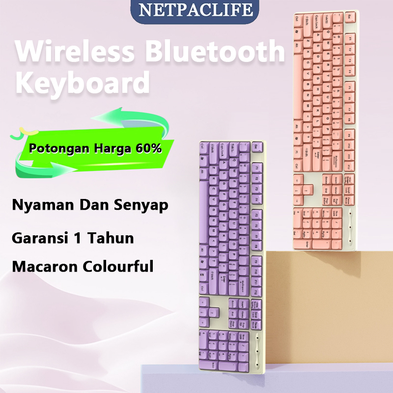 Jual Keyboard Wireless Bluetooth 2.4G Wired Lightweight Portable Lucu ...