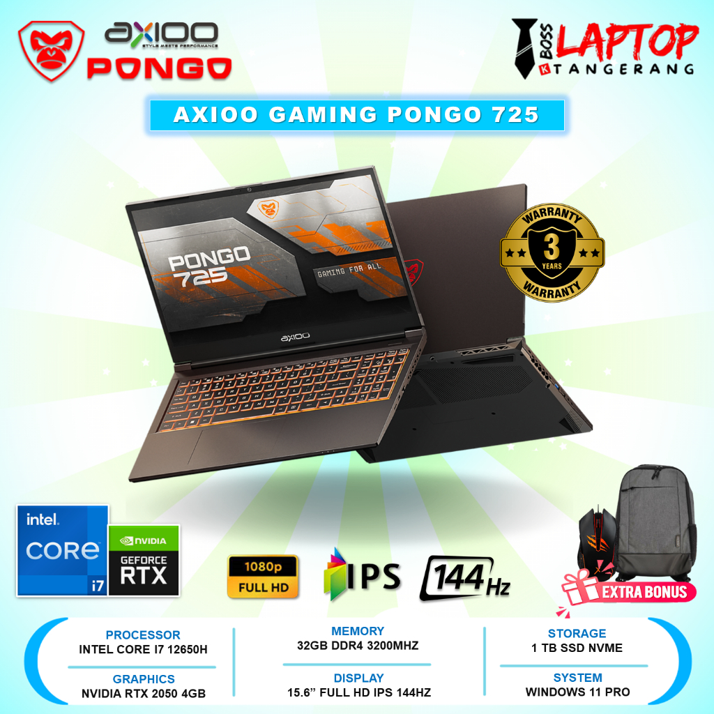Jual Laptop Gaming AXIOO PONGO 725 INTEL I7 12650H 32GB 1TB RTX2050-4GB ...