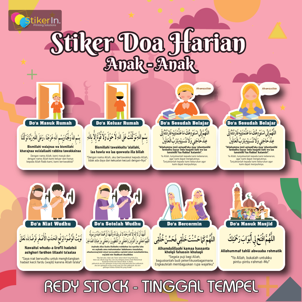 Jual Stiker Doa Sehari Hari Anak \ Stiker Doa Anak Muslim \ Stiker ...