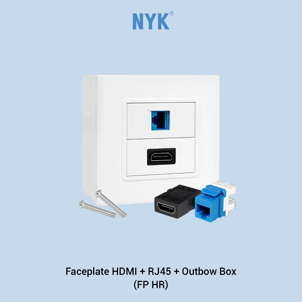 Jual Wall Face Plate Socket Hdmi + RJ45 + Outbow box / Face Plate Lan ...