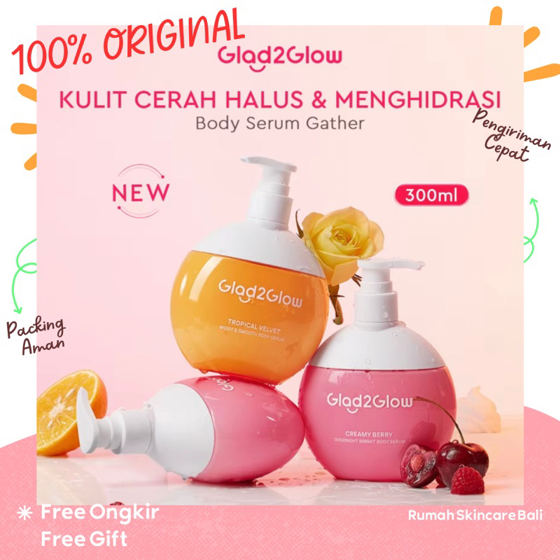 Jual Glad2Glow Creamy Berry Overnight Bright Body Serum 300ml Tropical ...