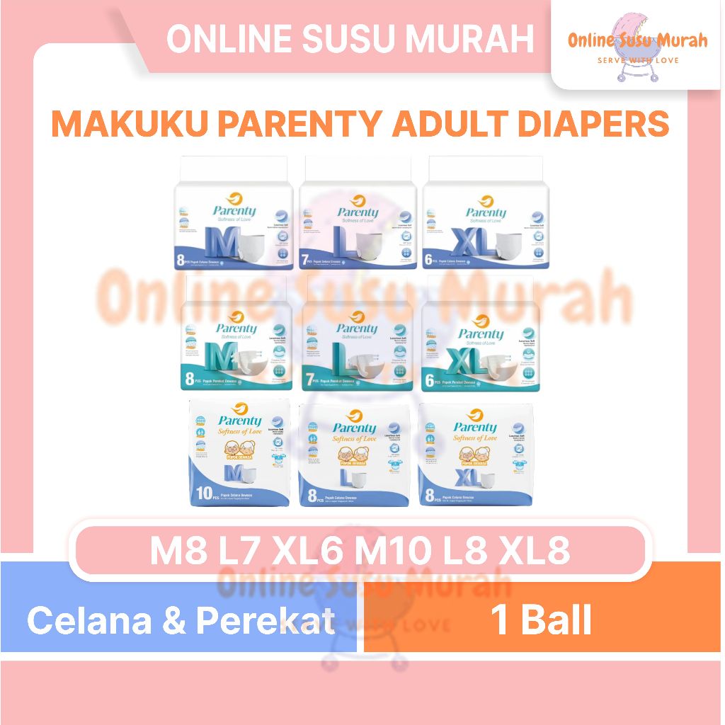 Jual MAKUKU PARENTY POPOK DEWASA SOFT PANTS TAPE M 8 L 7 XL 6 M 10 L 8 ...