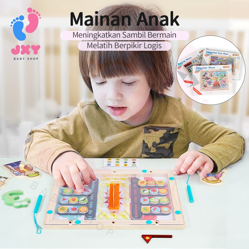 Jual Mainan Edukasi Maze Magnetik Kayu Anak/Belajar Berhitung dan Warna ...