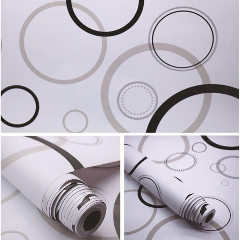 Jual Wallpaper Sticker WallstikerDinding Motif Bulat Putih Minimalis CY ...