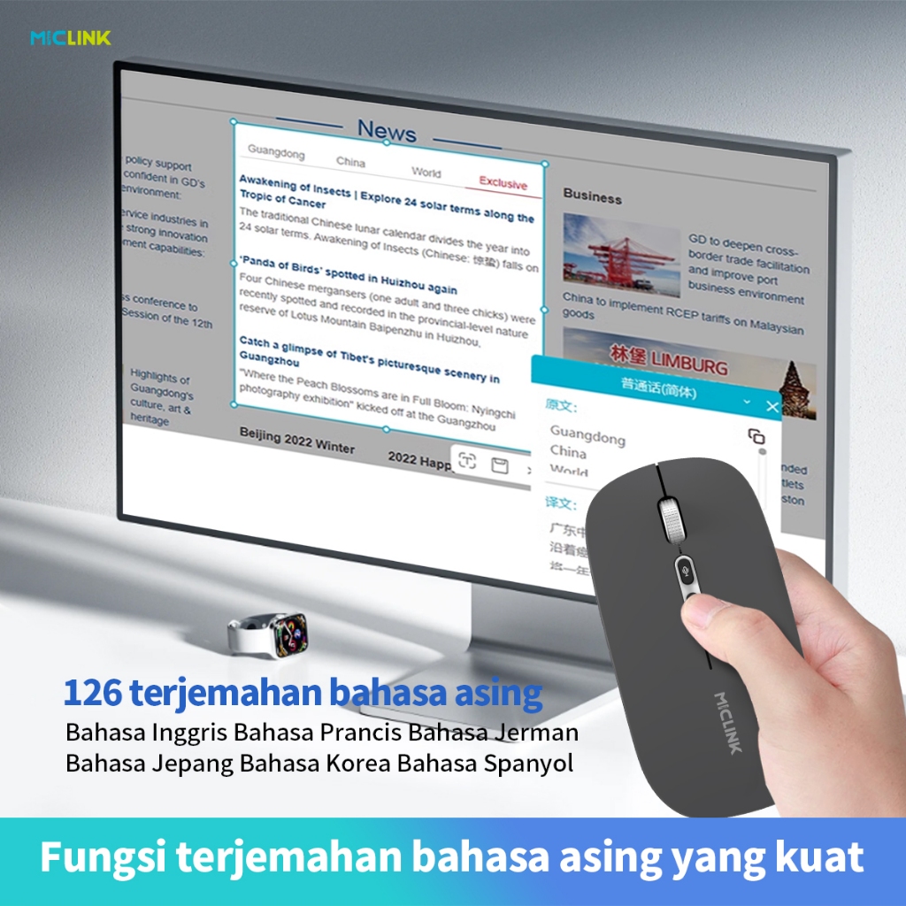 Jual MICLINK RULINK M108 R013 Smart AI Mouse Voice Typing Translate ...