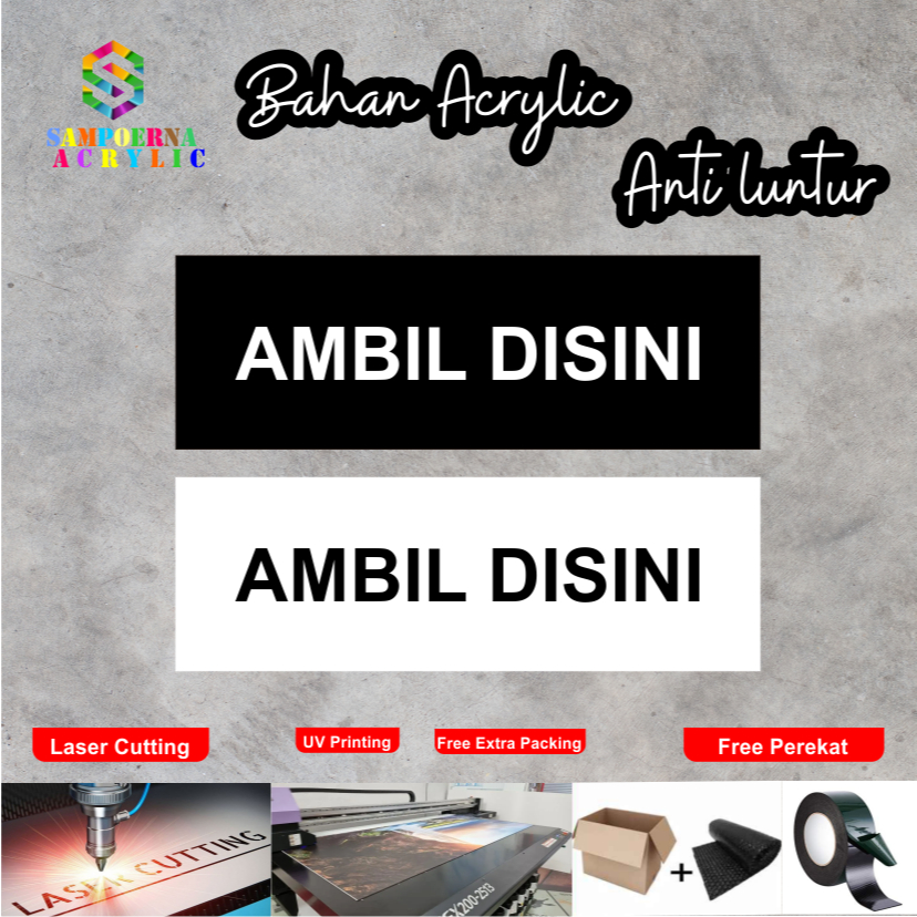 Jual Label Ambil Disini Sign Board Akrilik Print Papan Petunjuk Tulisan ...