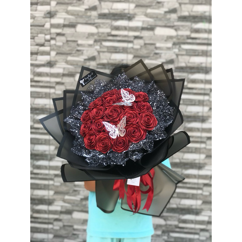 Jual BUKET BUNGA MAWAR SATIN ( Pree order) | Shopee Indonesia