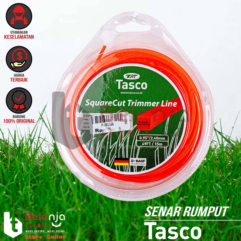 Jual Tali Senar Mesin Potong Rumput 15 Meter 2.4 MM Tasco Square Cut ...