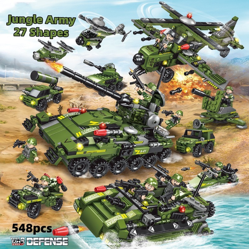 Jual 710Pcs Mainan Brick 6 In 1 Jungle Tank Block WW2 Pesawat Mainan ...