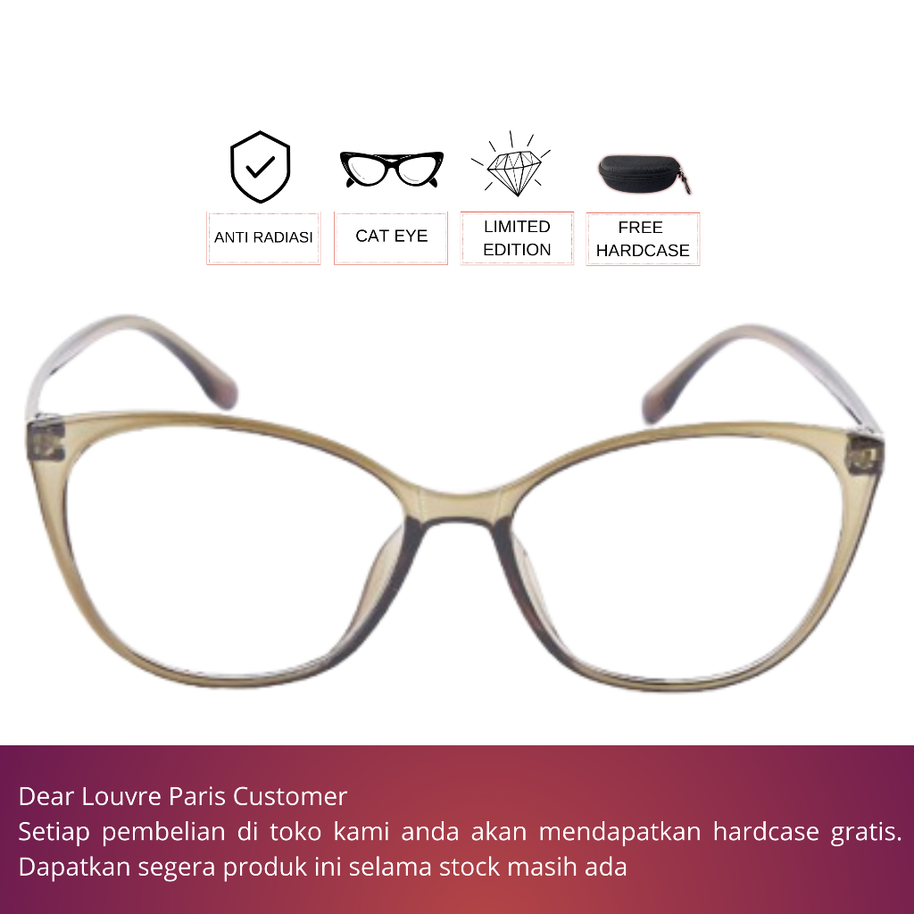 Jual Kacamata TR Lentur Pria Wanita Antiradiasi Cat Eye Vania Brown ...