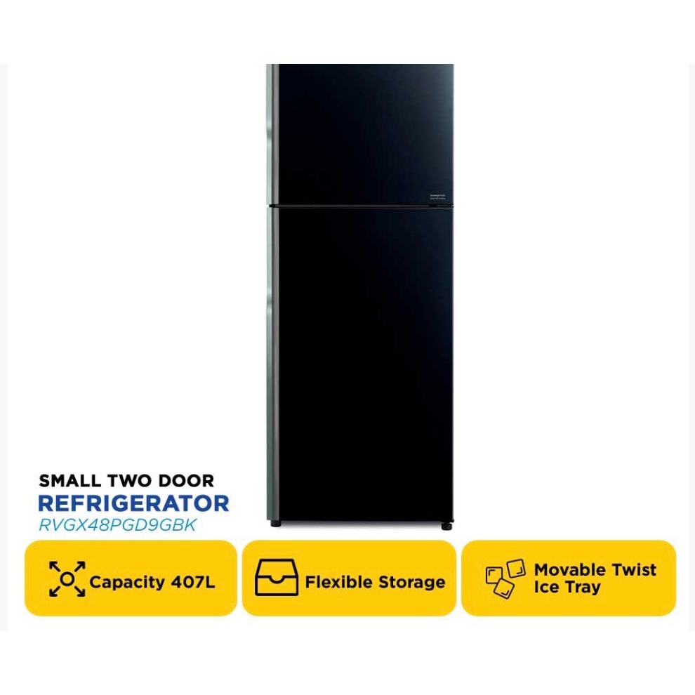 Jual HITACHI KULKAS 2 PINTU KECIL 2 DOOR SMALL REFRIGERATOR RVGX45PGD9GBK | Shopee Indonesia