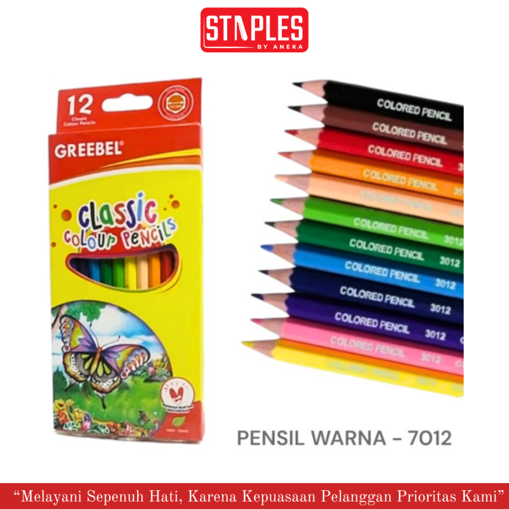 Jual Greebel Pensil 12 Warna Panjang 7012 / Pensil 12 Warna / Klir Kayu ...
