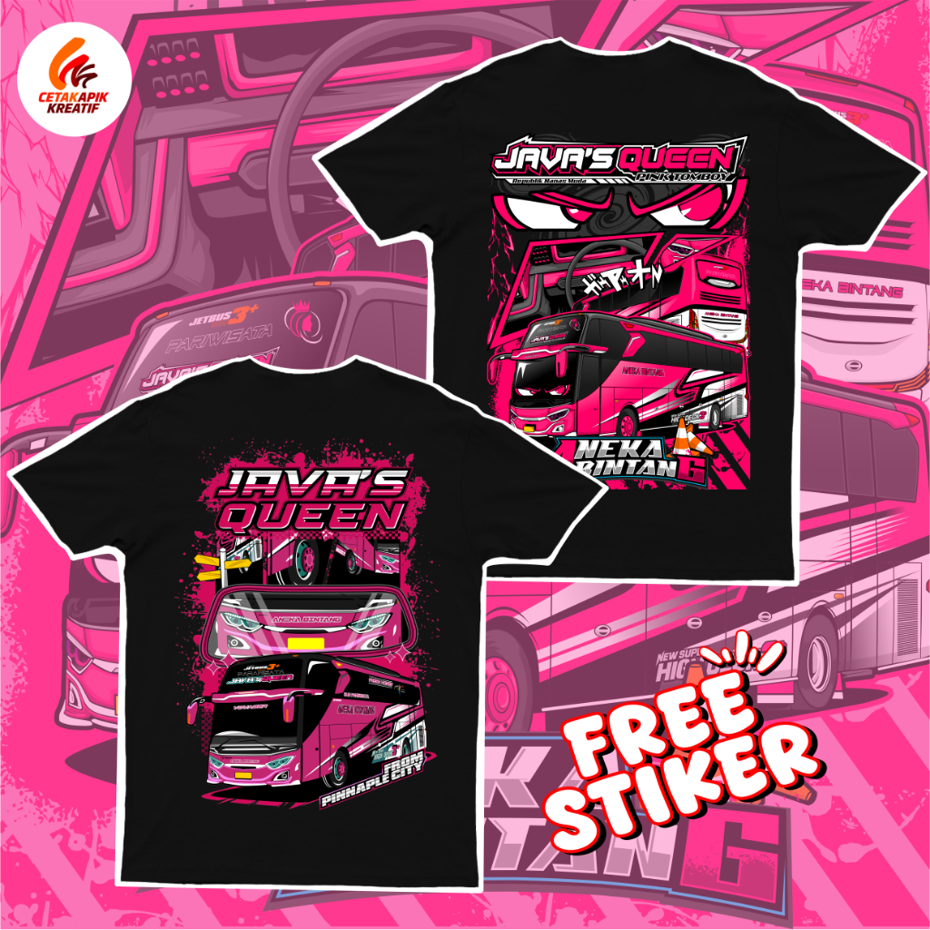 Jual (free sticker+ganci)KAOS BUS JAVA'S QUEEN ANEKA BINTANG STROBO ...
