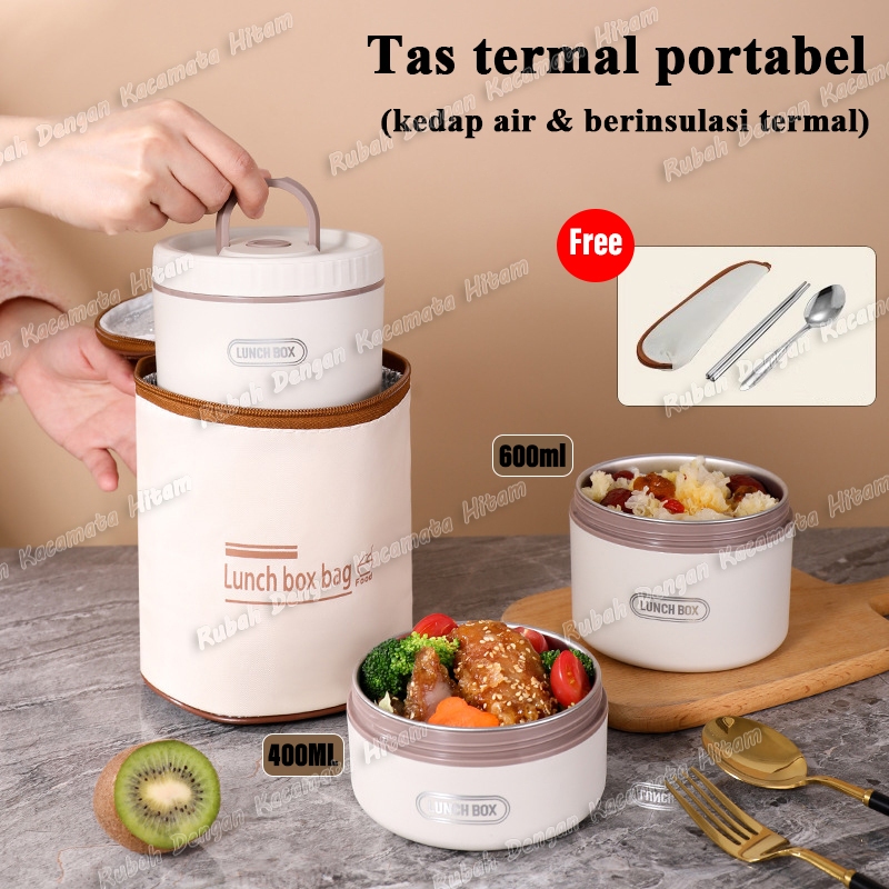 Jual Lunch Box Set Stainless 304 /Kotak Makan Bulat Bento Portabel ...