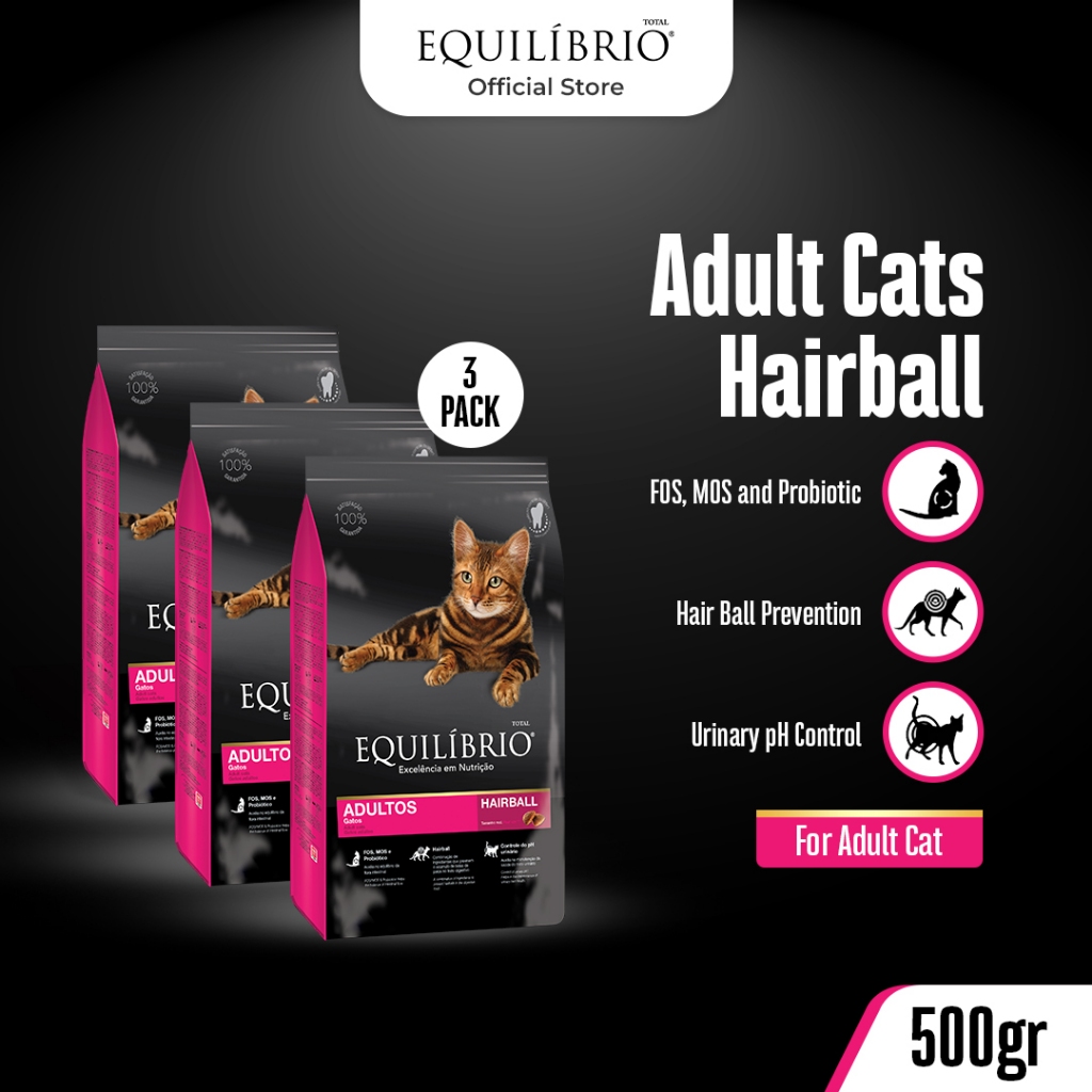 Jual Equilibrio Adult Cat Hairball 500gr (PAKET ISI 3) - Makanan Kering ...